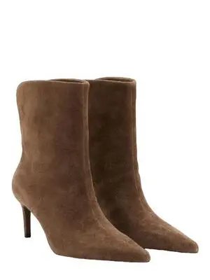 Mango Pointed Toe Stiletto Bootie - Medium Brown