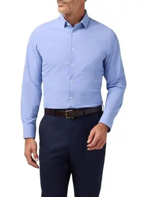 Mizzen+main Leeward Trim Fit Performance Button-up Shirt - Cobalt Straton Check
