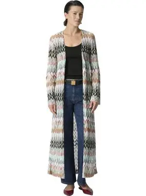 MISSONI Cotton And Viscose Lamé Long Cardigan With Lace Motif
