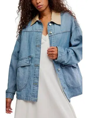 Free People Denim Chore Jacket - Berry Blues