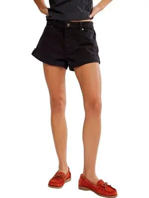 Free People Cali Cuffed Denim Shorts - Washed Black