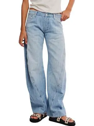 Free People Highland Low Rise Barrel Jeans - Art School