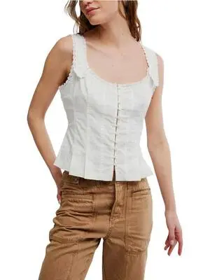 Free People Bridgette Corset Peplum Top - Clean Ivory