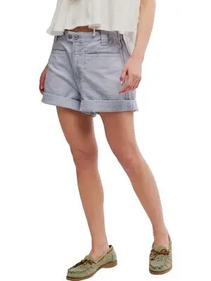 Free People Cuffed Chino Shorts Blue Imagination
