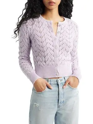 Free People Cotton Pointelle Cardigan - Orchid Hush