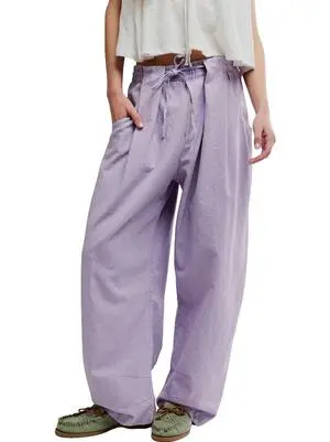 Free People Chambers Drawstring Linen & Cotton Pants - Orchid Hush