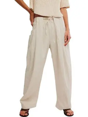 Free People Chambers Drawstring Linen & Cotton Pants - Summer Sand