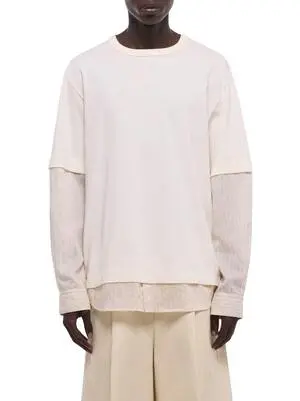 Helmut Lang Layered Cotton T-shirt - Vintage White
