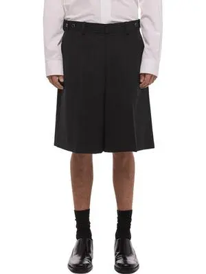 Helmut Lang Gab Pleated Wool Shorts - Black