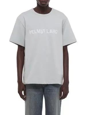 Helmut Lang Crumpled Logo Graphic T-shirt - Aqua Gray