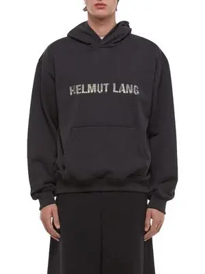 Helmut Lang Graphic Plaid Check Logo Hoodie - Vintage Black