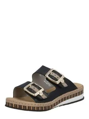 RIEKER Regina Slide Sandal - Schwarz/beige