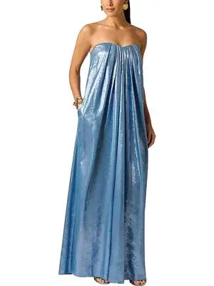 Adrianna Papell Foiled Chiffon Gown - Azure Blue