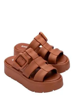 Melissa Platform Buckle Strap Sandals Brown