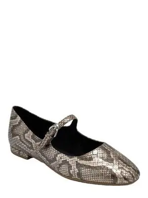 Aerosoles Annette Mary Jane Flat Champagne Metallic Snake Print