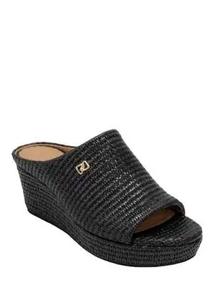 Aerosoles Cafe Woven Wedge Sandal - Black