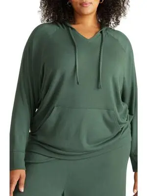 Universal Standard Travel Knit V-neck Hoodie - Conifer Green
