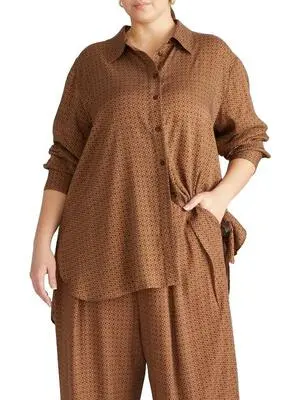 Universal Standard Oversized Cooling Button-up Shirt - Brown Hacienda Print