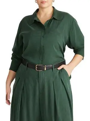 Universal Standard Oversized Cooling Button-up Shirt - Forest Green