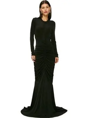 DASKA Ares Ruched Maxi Dress - Black