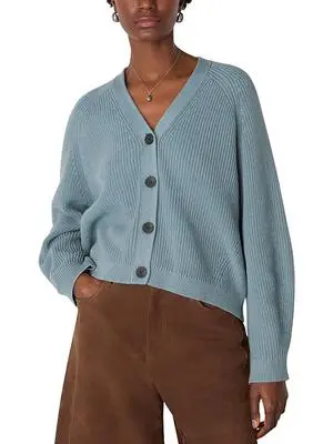 Whistles V-neck Cotton Cardigan - Blue