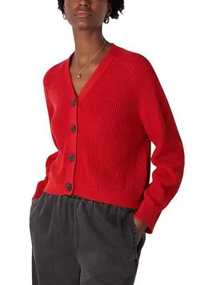 Whistles V-neck Cotton Cardigan - Red