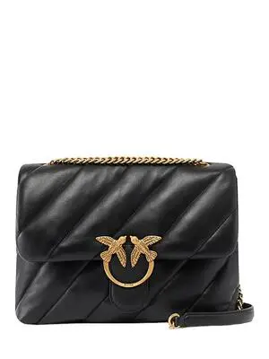 Pinko Love Puff Big Classic Leather Convertible Crossbody - Black
