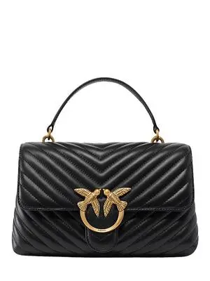 Pinko Love Lady Puff Classic Leather Top Handle Bag Black