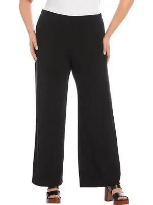 Karen Kane Petite Travel Jersey Wide Leg Pants - Black