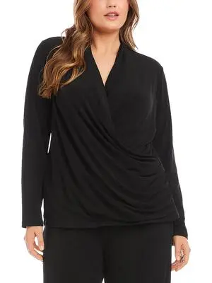 Karen Kane Travel Jersey Draped Top - Black