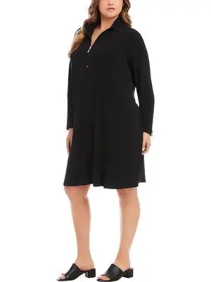 Karen Kane Plus Zip Up Travel Dress - Black