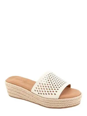KENNETH COLE Vandy Espadrille Slides - Stone Leather