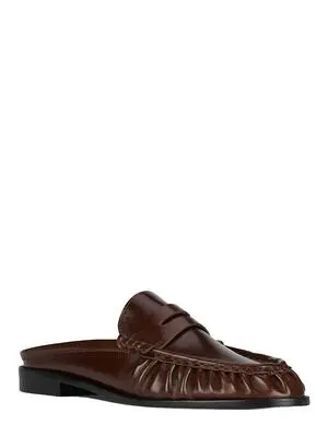 Jeffrey Campbell Goddard Leather Loafer Mules - Brown