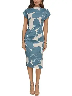 Donna Karan New York Printed Scuba Sheath Dress - Washed Indigo
