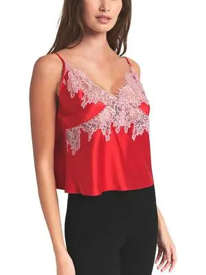 SKIMS Silk Blend Lace Trim Camisole - Ruby Contrast