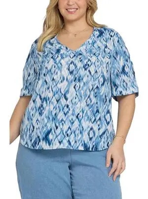 NYDJ Floral Short Sleeve Top - Blue Visions