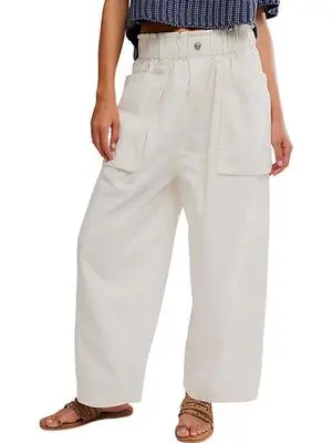 Free People Costa Straight Harem Pants - Whisper White