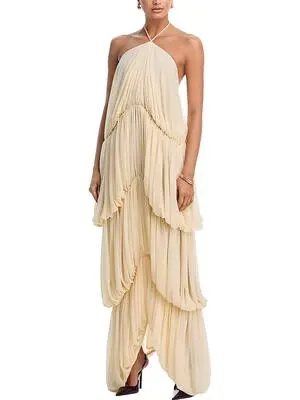 Ronny Kobo Bia Halterneck Tiered Maxi Dress - Ivory