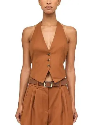 Ronny Kobo Lido Button-front Vest - Rust