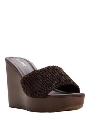 Aldo Platform Wedge Slide Sandal - Dark Brown