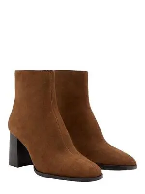 Mango Block Heel Bootie - Tobacco Brown