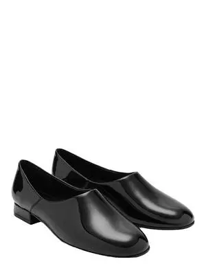 Mango Patent Faux Leather Flats - Black