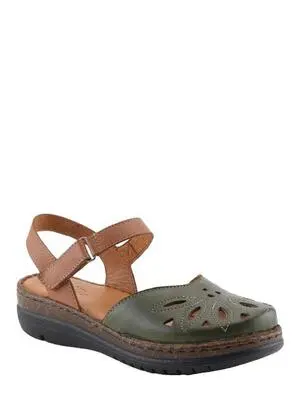 SPRING STEP SHOES Ankle Strap Clog Sandal Olive Multi