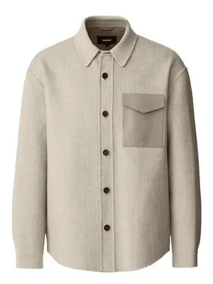 Mackage Emmanuel-hb Double-face Wool Overshirt - Taupe Mix-taupe