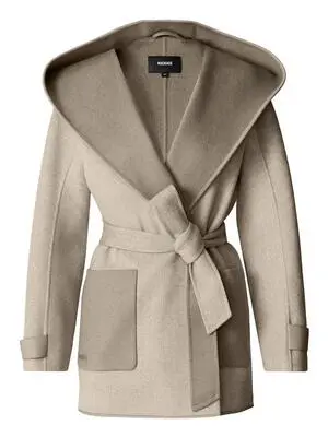 Mackage Herringbone Wool Wrap Coat - Taupe Mix-taupe