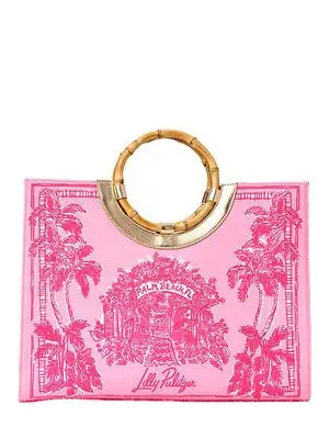 LILLY PULITZER Oasis Printed Canvas Tote Lipstick Pink Palm Beach Destination Tote