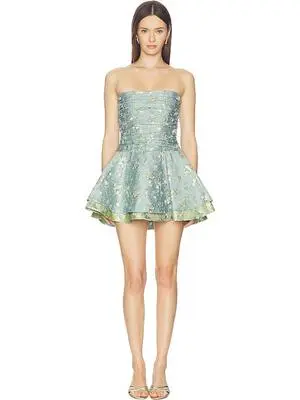 V. CHAPMAN Ellerie Dress - Slate Blue Cheverny Brocade