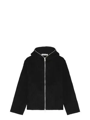 Our Legacy Full Zip Hood - Black Hairy Wool
