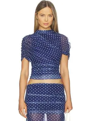 Amanda Uprichard Evianna Top - Navy Polkadot