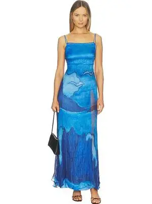 DONDE ESTEBAN Es Vedra Long Silk Dress - Blue